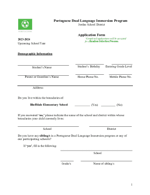 Fillable Online immersion jordandistrict Portuguese Dual Language ...