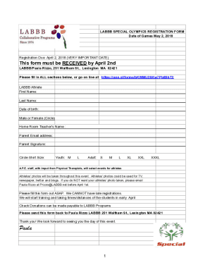 Fillable Online Young Athletes Registration Forms Fax Email Print ...