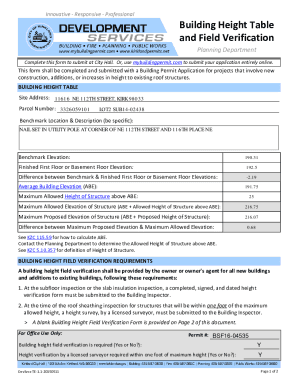 Fillable Online Kirkland Planning Building Height Table and Field ...