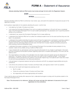 Fillable Online FORM AStatement of Assurance Fax Email Print - pdfFiller