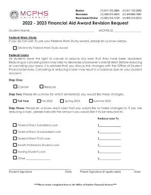 Fillable Online 2022 - 2023 Financial Aid Award Revision Request Fax Email Print - pdfFiller
