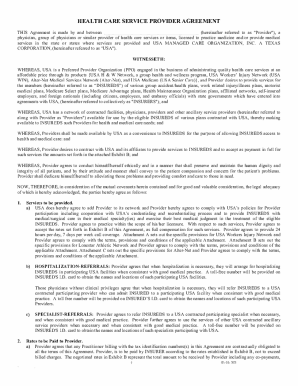 Fillable Online Sample Hospital System Provider Agreement Fax Email ...