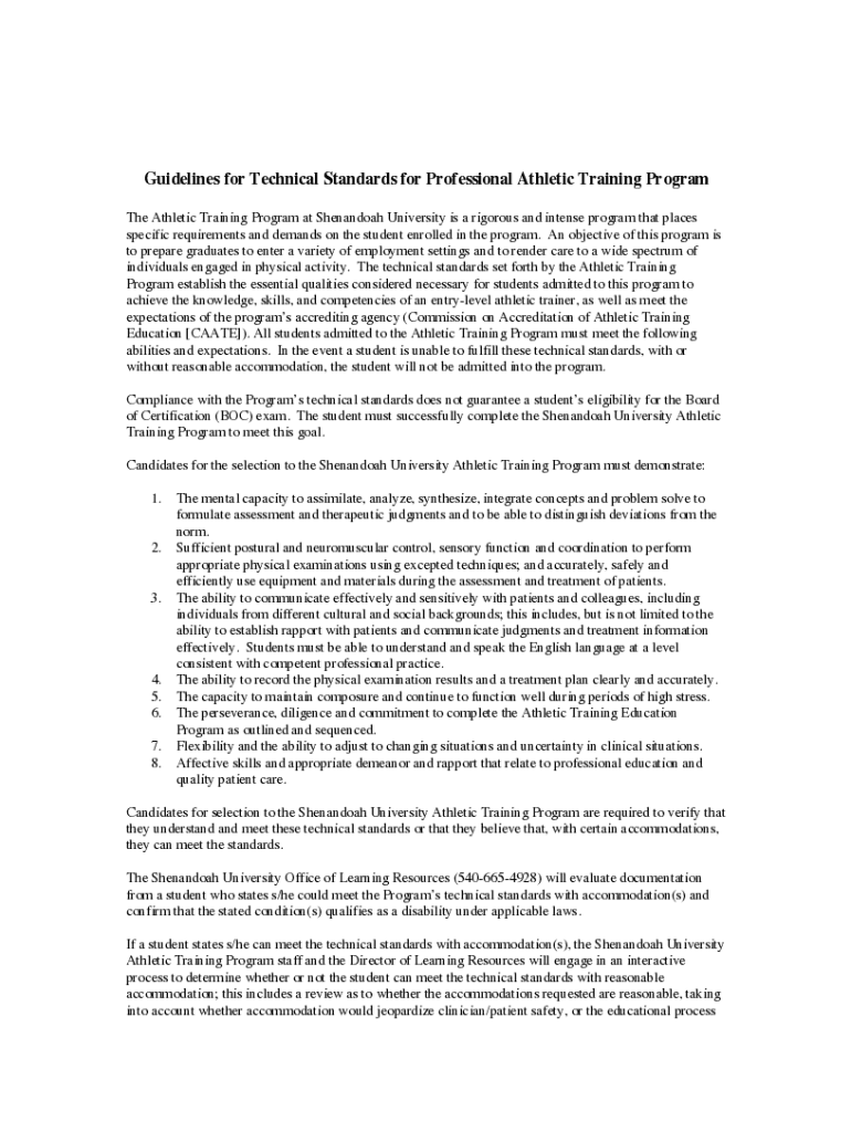 Fillable Online Guidelines for Technical Standards - Holli's edits.doc ...