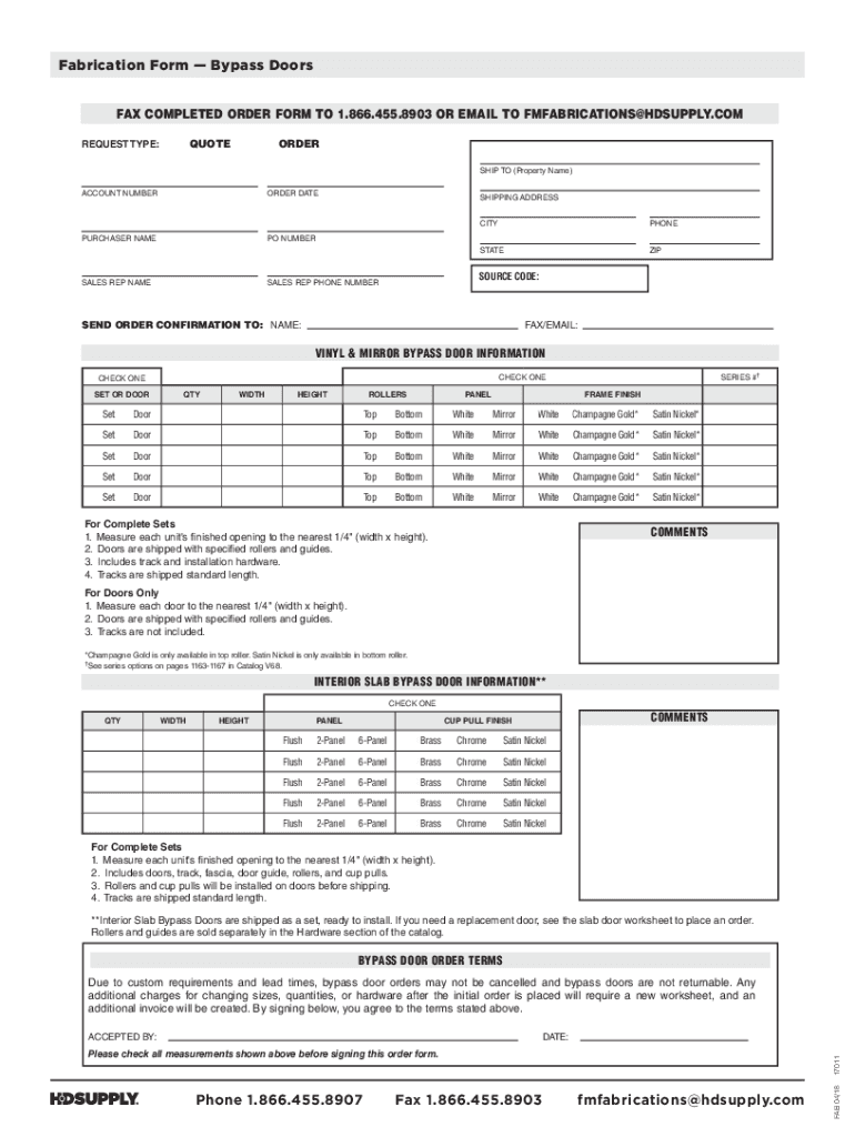 Fillable Online Hd Supply Order Form Pdf - Fill Online, Printable ...