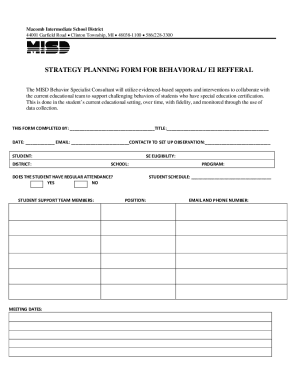 Fillable Online strategy planning form for behavioral Fax Email Print - pdfFiller