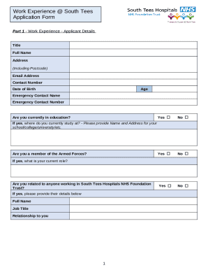 Work experience application ( ... Doc Template | pdfFiller
