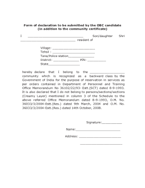Fillable Online form of declaration/undertaking to be submitted by obc ...