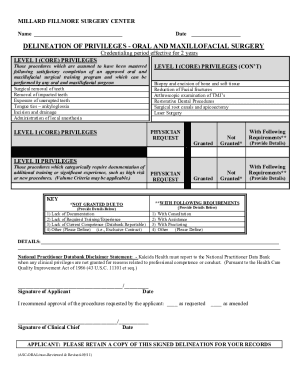 Fillable Online DELINEATION OF PRIVILEGES - PLASTIC SURGERY Fax Email ...