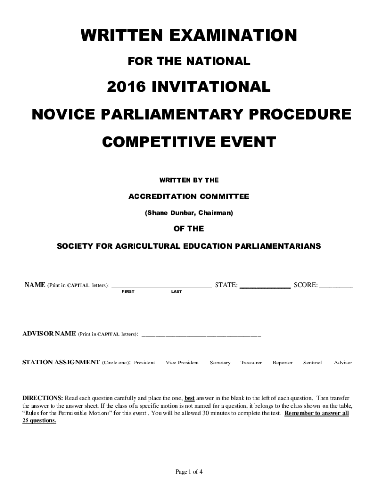 Fillable Online WRITTEN EXAMINATION - cloudfront.net Fax Email Print - pdfFiller