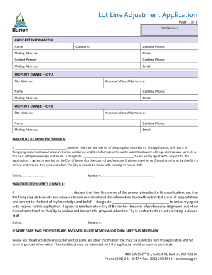 Fillable Online Lot Line Adjustment Application. Land Use Application ...