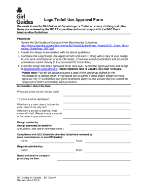 Fillable Online Logo/Trefoil Use Approval Form - Girl Guides of Canada ...
