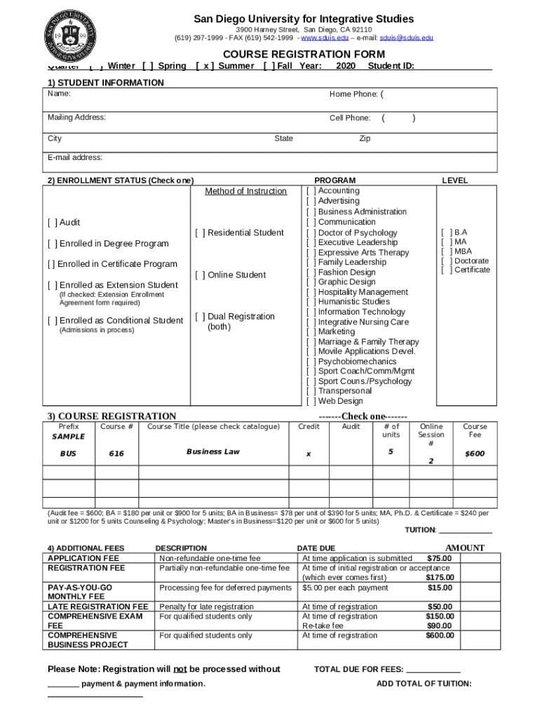 Online sduis SAN DIEGO UNIVERSITY FOR ... Doc Template | pdfFiller