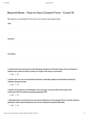 Fillable Online Face to Face Consent Form - Covid-19 - Beyond Move Fax ...