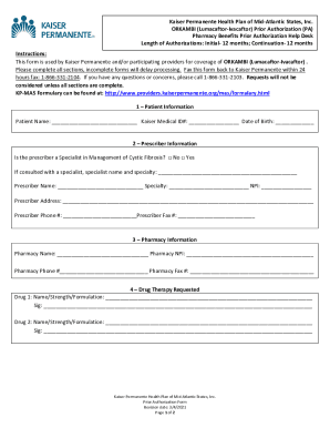 Fillable Online Prior Authorization (PA) Form for Orkambi (Lumacaftor ...