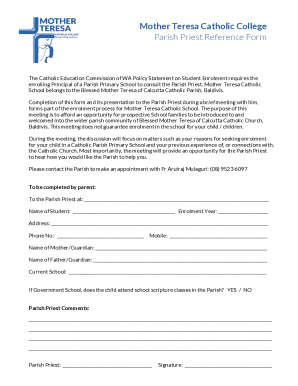 Fillable Online Get the free PARISH PRIEST REFERENCE FORM ... Fax Email ...