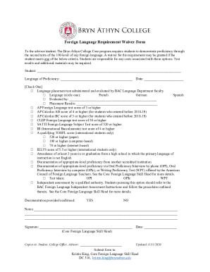 Fillable Online Foreign Language Requirement Waiver Form Fax Email ...