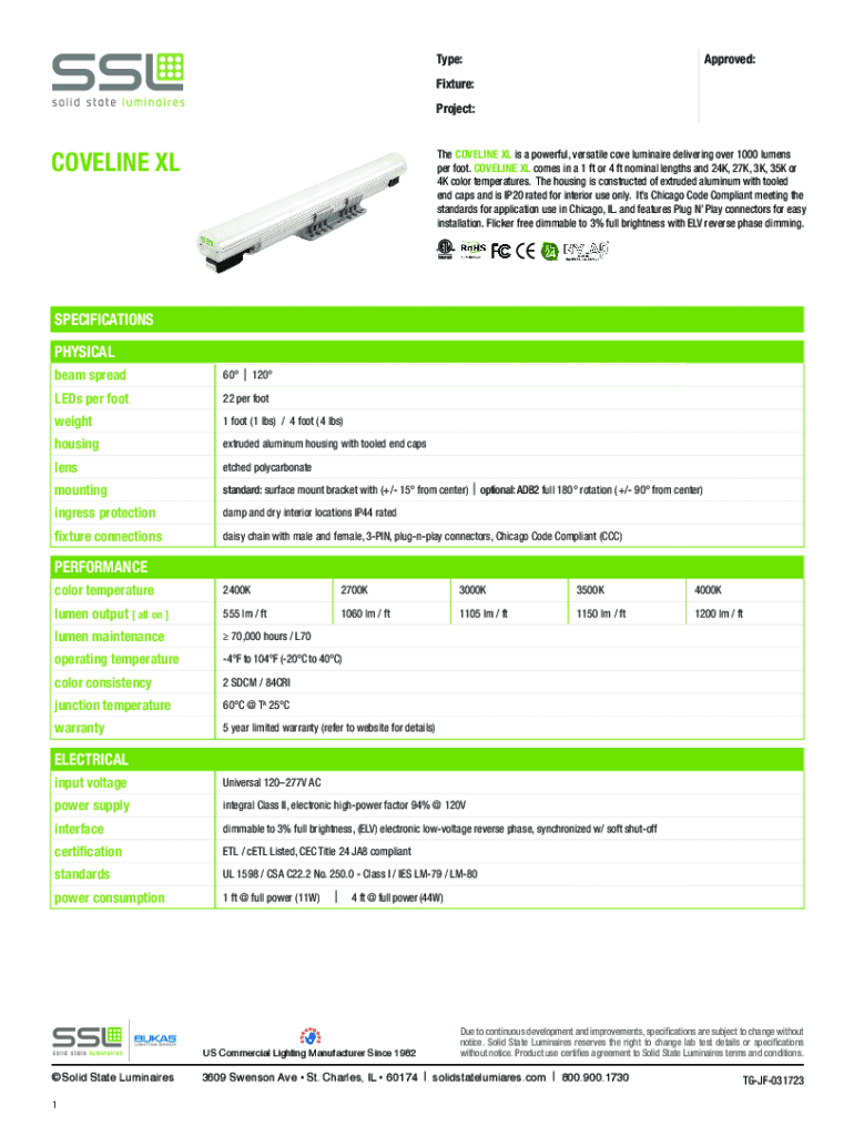 Fillable Online (PDF) COVELINE XL The COVELINE XL - Solid State ... Fax ...