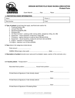 Fillable Online OMRRA Protest Form Fax Email Print - pdfFiller