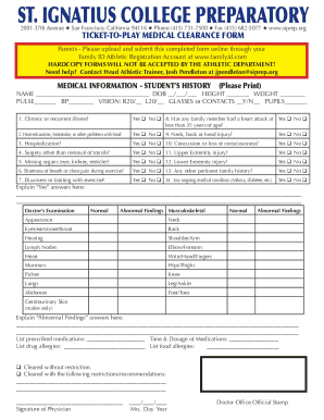 Fillable Online Ticket to Play Medical Clearance Form Fax Email Print ...