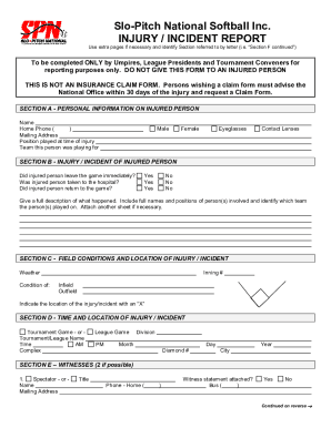 Fillable Online Fillable Online Spn Incident Report Form Fax Email ...