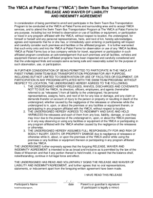 Fillable Online Waiver of Liability, Release and Indemnity Agreement ...