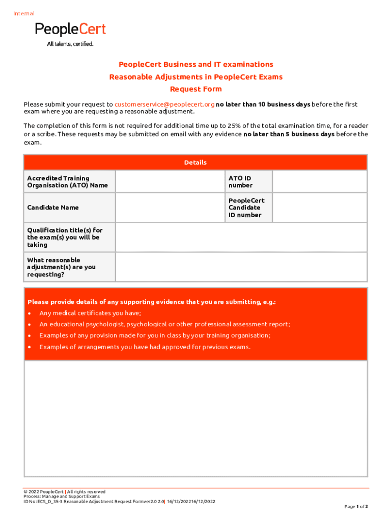 Fillable Online Reasonable Adjustment Request Form. ECSD35-3 Fax Email Print - pdfFiller