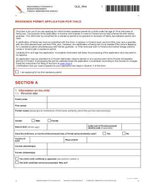 Fillable Online Permanent residence permit application for a child Fax ...
