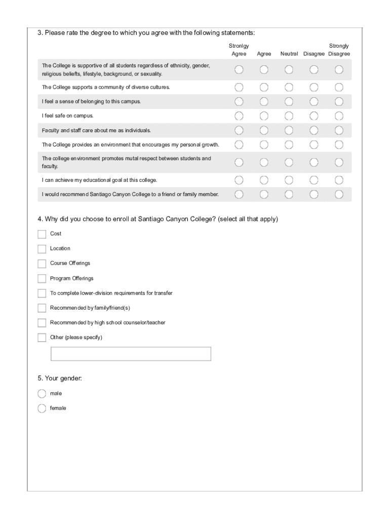 Fillable Online Santiago Canyon College Student Satisfaction Survey ...