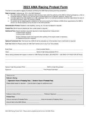 Fillable Online Fillable Online 20 AMA Racing Protest Form Fax Email ...