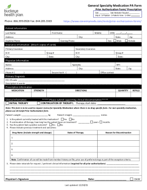 Fillable Online BHP - General Specialty Medication PA Form. General ...