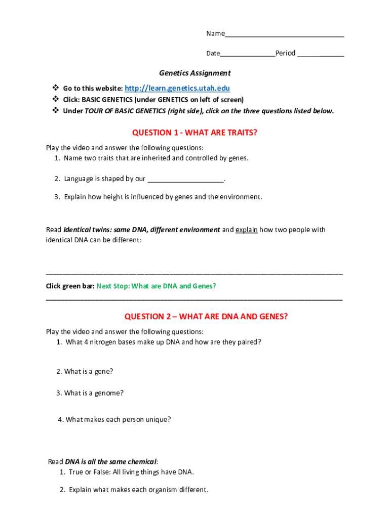 Fillable Online Old Tour of Basic Genetics Fax Email Print - pdfFiller