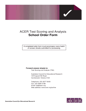 Fillable Online ACER Test Scoring and Analysis School Order Form Fax ...