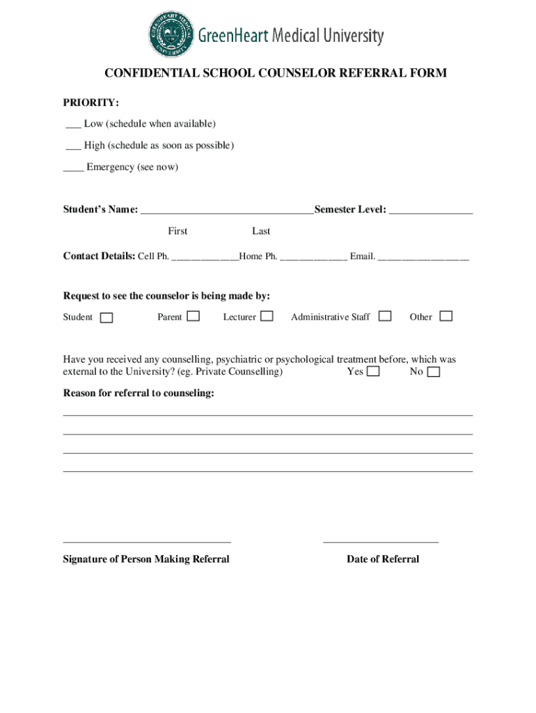 Fillable Online confidential school counselor referral form Fax Email ... Fillable Online confidential school counselor referral form Fax Email ...