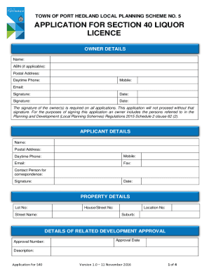 Fillable Online Licensed Liquor Premises Planning Approval - S.40 ...