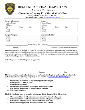 Fillable Online Fire Marshal - Chambers County Fax Email Print - pdfFiller