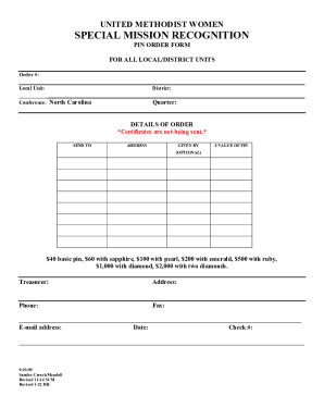 Fillable Online order form for local and district united methodist ...