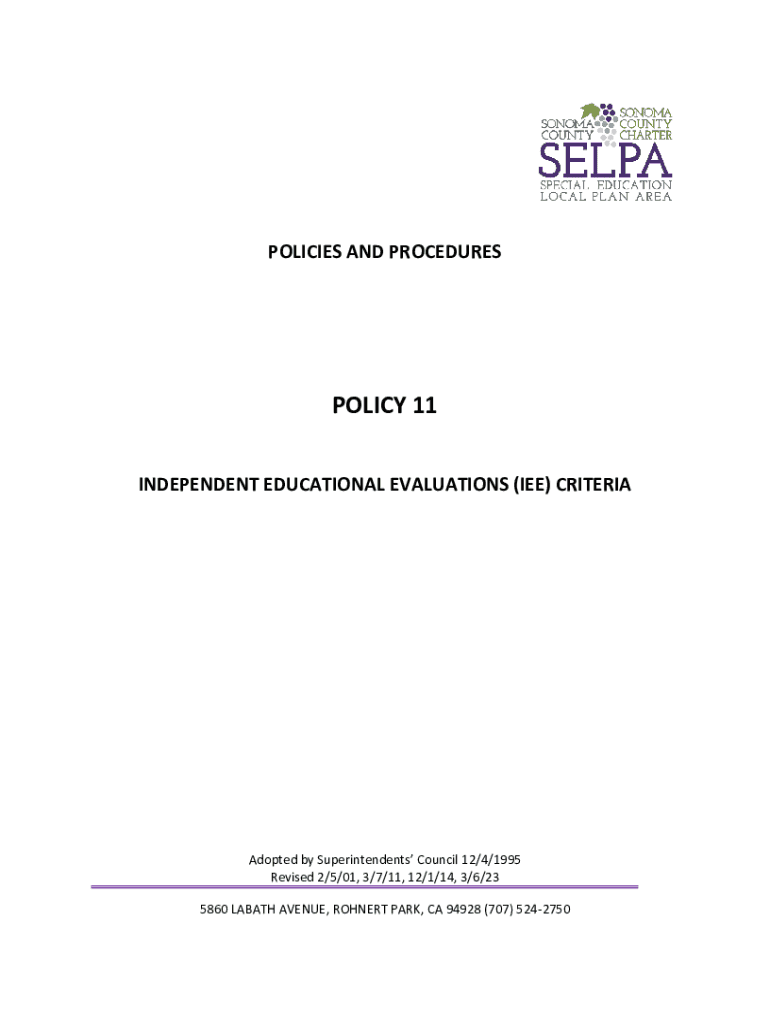 Fillable Online Independent Educational Evaluations - Laws, Regulations ... Fax Email Print ...
