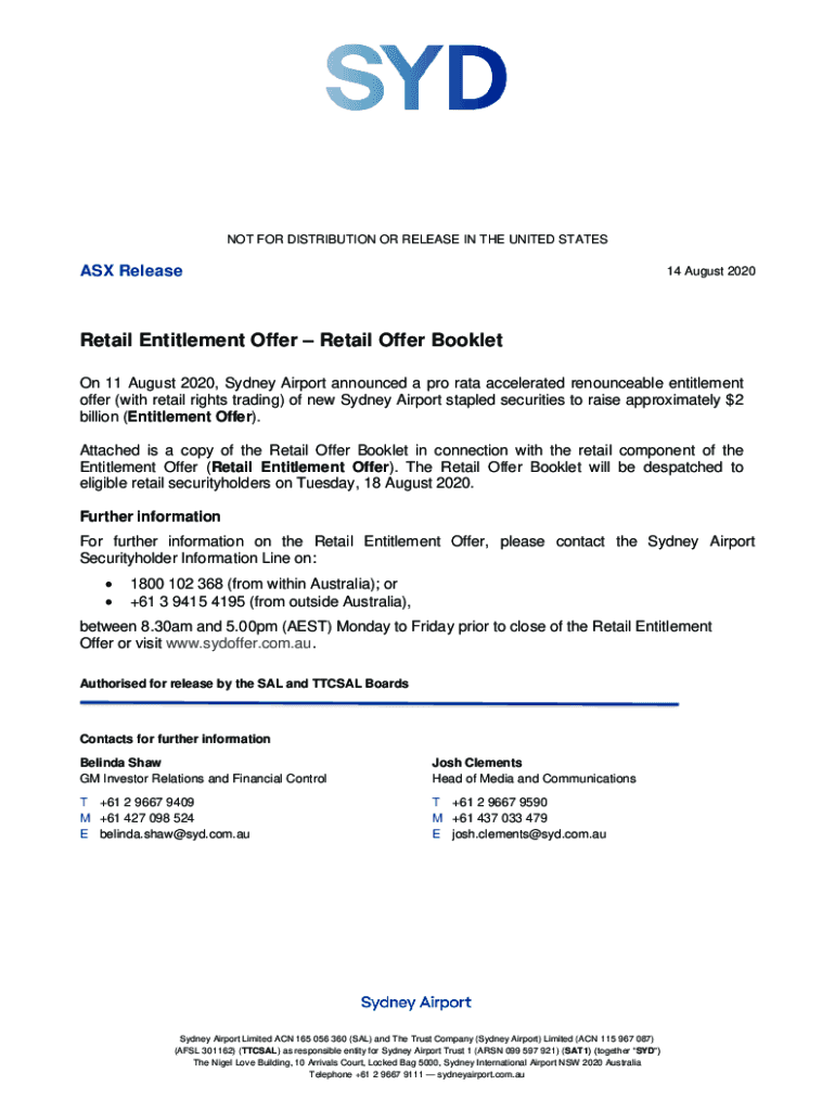 Fillable Online Despatch of Retail Offer Booklet and Letter to ...