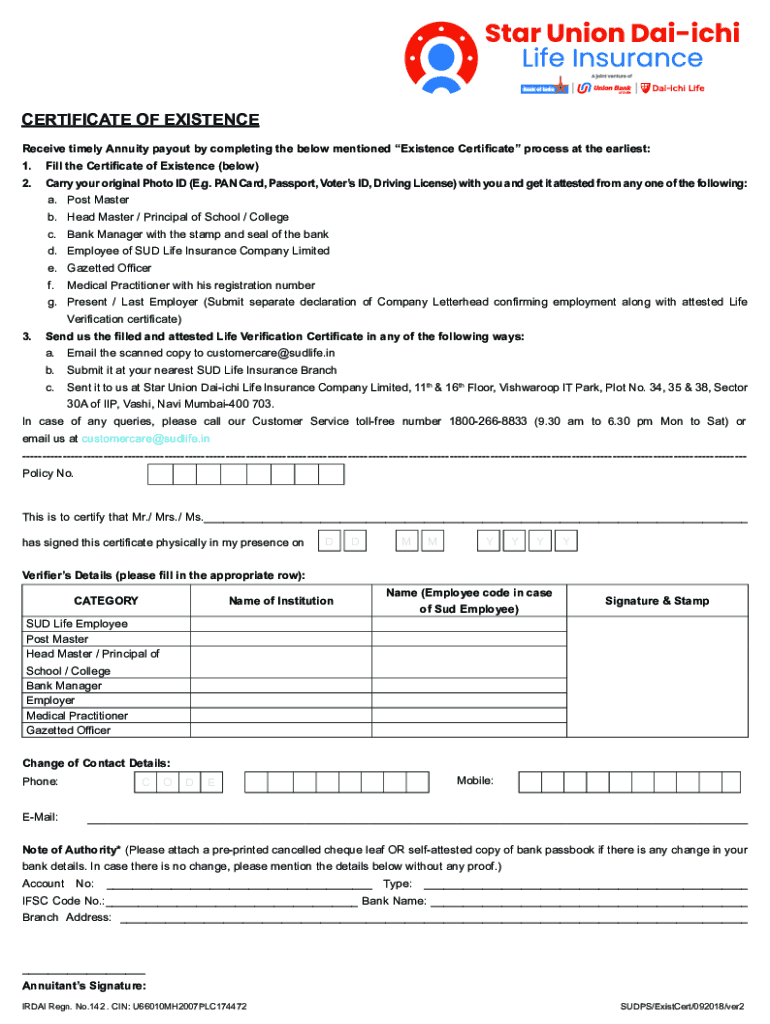 Fillable Online What is a life certificate? Fax Email Print - pdfFiller