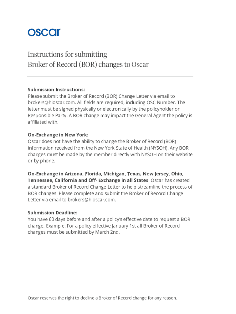 Fillable Online Broker of Record Letters: The Root Canal of Insurance ...