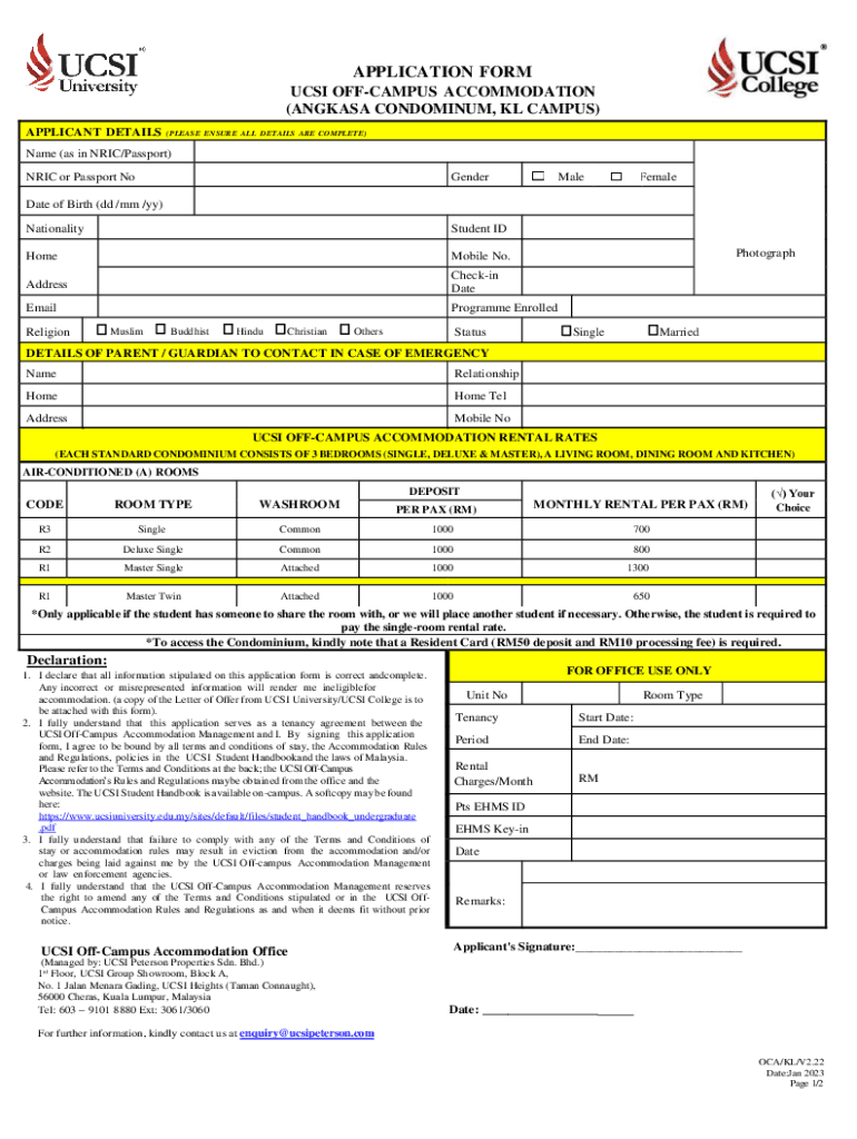 Fillable Online APPLICATION FORM UCSI OFF-CAMPUS ... Fax Email Print - pdfFiller