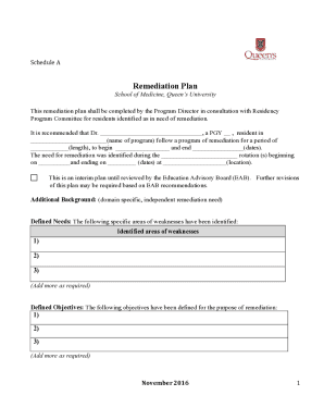 Fillable Online meds queensu Individualized remediation Plan sample Fax ...