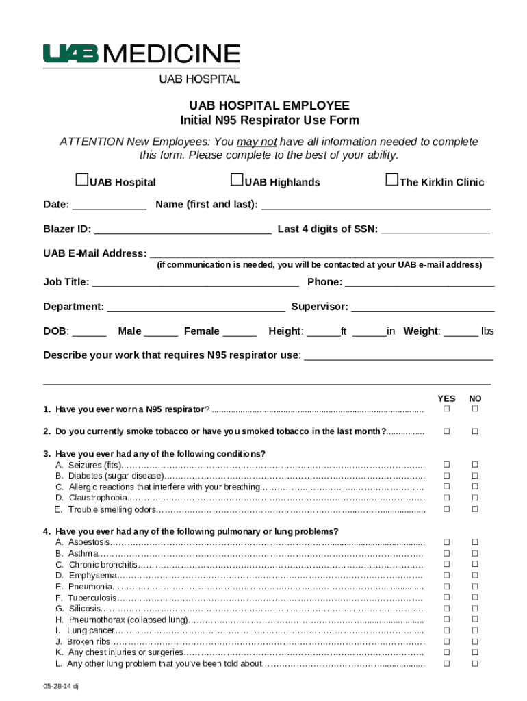 Follow Up N95 Respirator Use Doc Template | pdfFiller