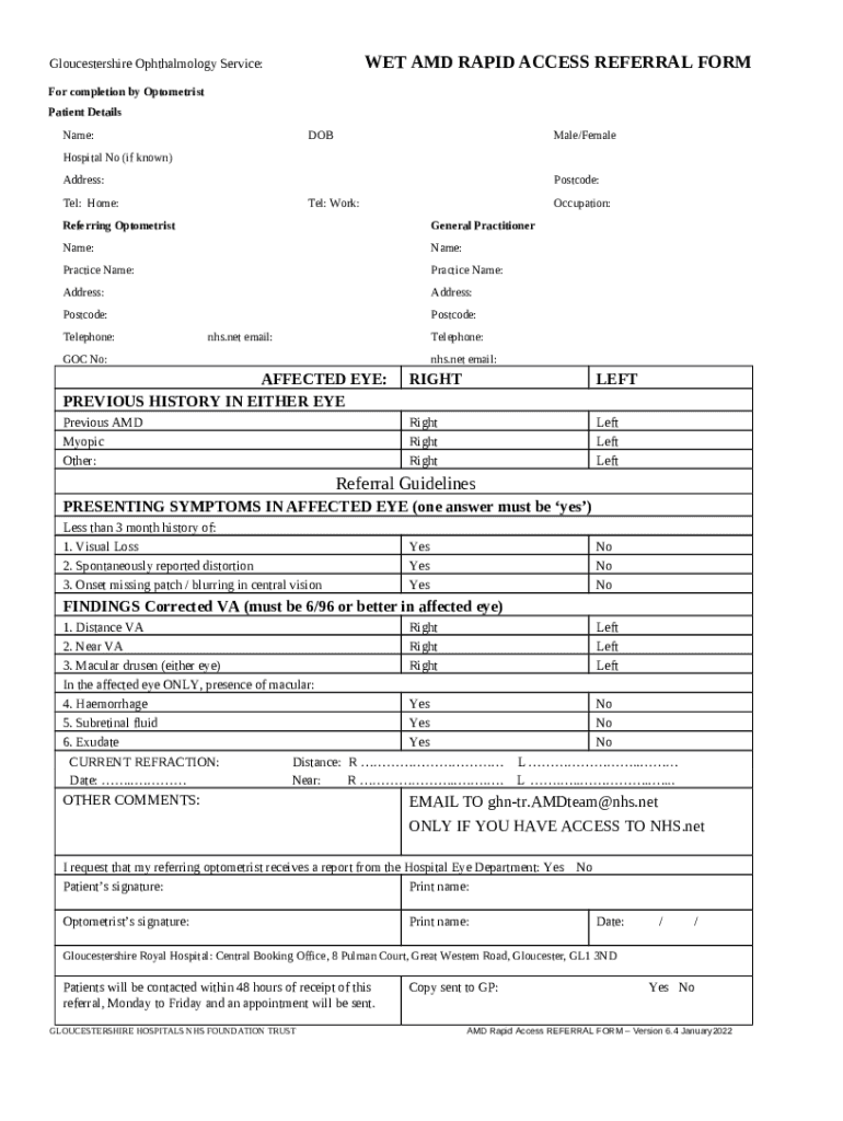 wet amd rapid access referral Doc Template | pdfFiller