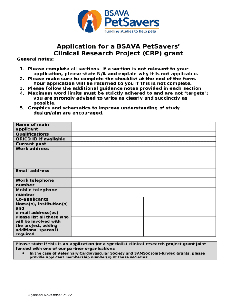 CRP application Doc Template | pdfFiller