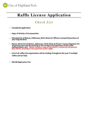 Fillable Online Application for a Raffle License Fax Email Print ...