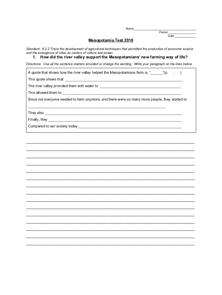 Fillable Online Lesson 1: Early Civilizations- Mesopotamia (Lecture) Fax Email Print - pdfFiller