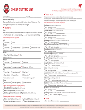 Fillable Online SHEEP CUTTING LIST Fax Email Print - pdfFiller