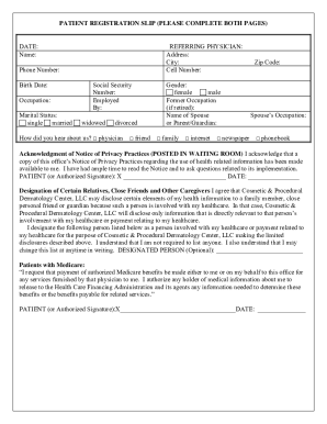 Fillable Online REGISTRATION SLIP (PLEASE COMPLETE FRONT AND BACK PAGES ...