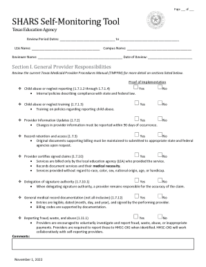 Fillable Online SHARS Self-Monitoring Tool Fax Email Print - pdfFiller